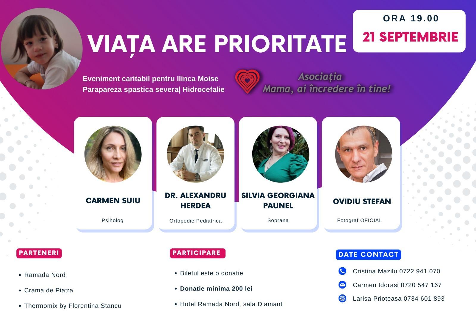 ”Viața are prioritate” - Eveniment caritabil pentru Ilinca Moise ...