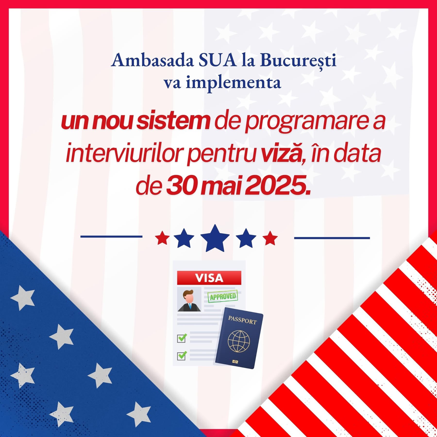 Ambasada SUA la București implementează un nou sistem de programare a interviurilor pentru vize ...